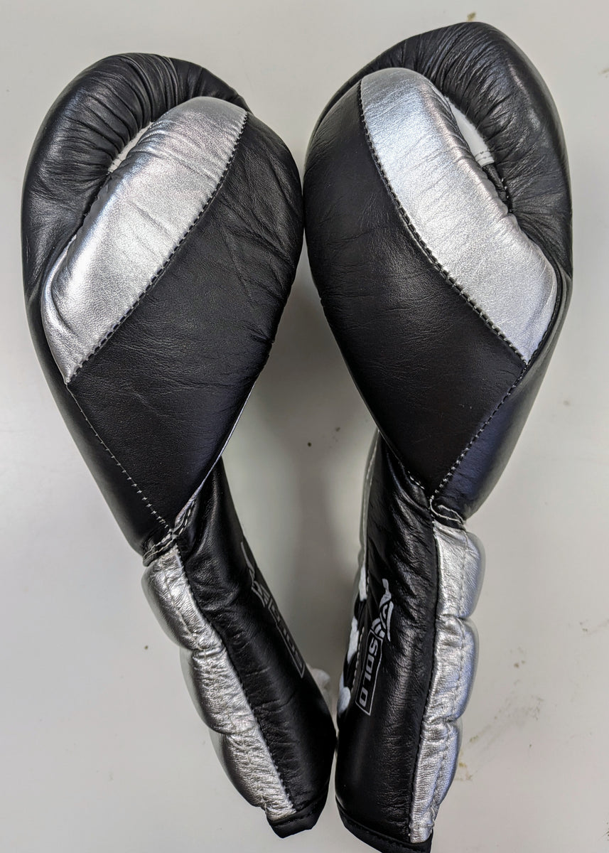 Metallic Sliver and Black Sparring Gloves – Solo Boxing